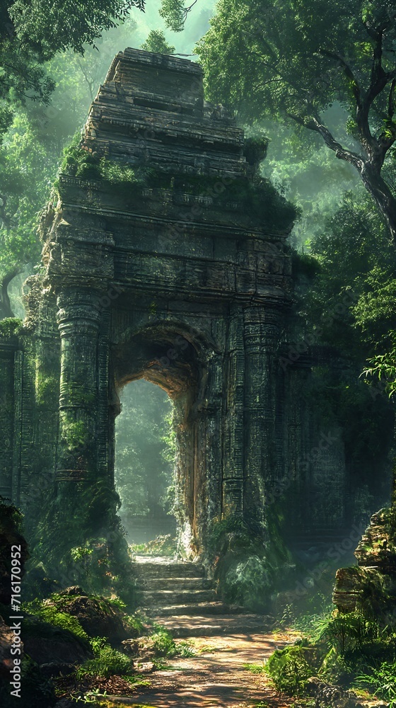 stone structure middle forest gorgeous ruined temple rainforest ...