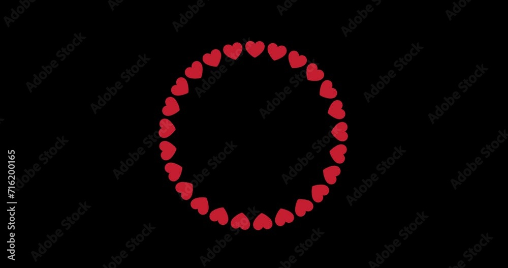 Love heart valentines loop animation on transparent background. Falling ...