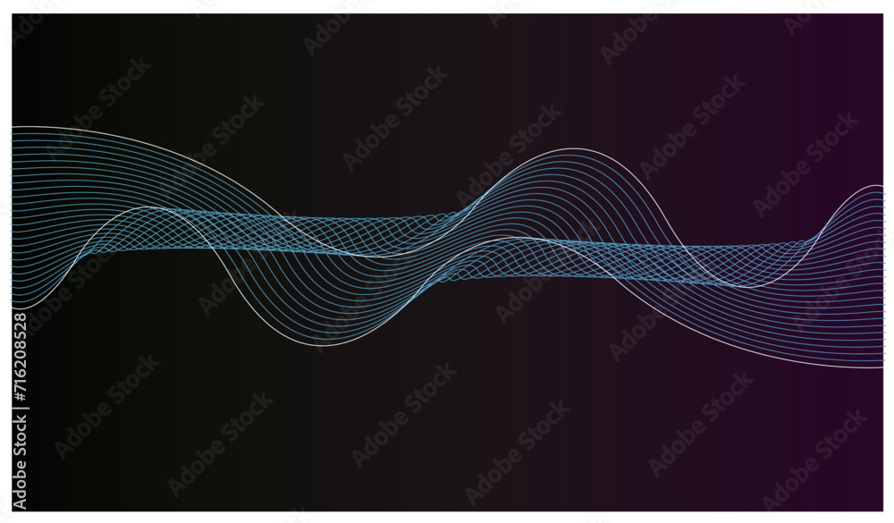 Wave Lines Blue Smooth Wave Gradient Background Curved Overlapping Swirl Frequency Dynamic