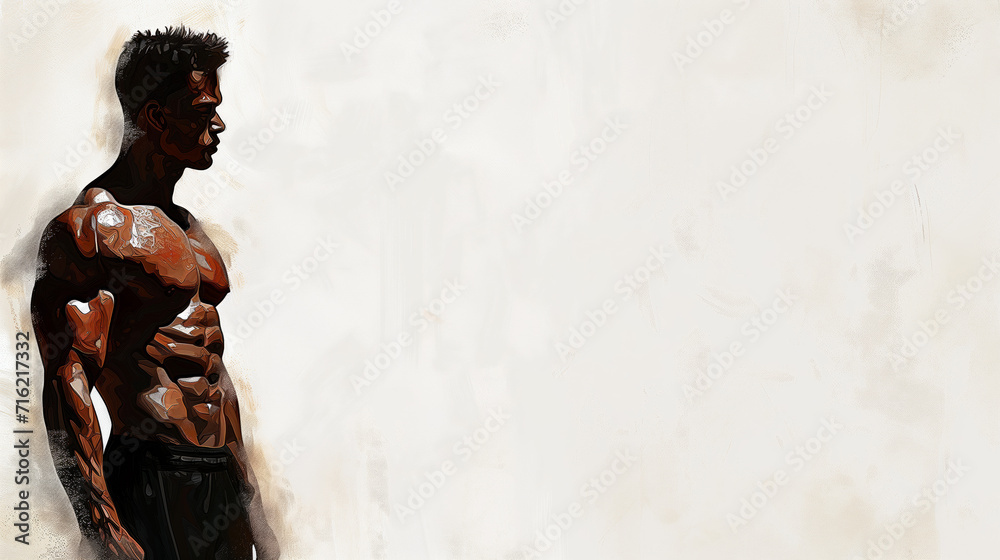 Muscular male physics, body builder background, space for writing ...