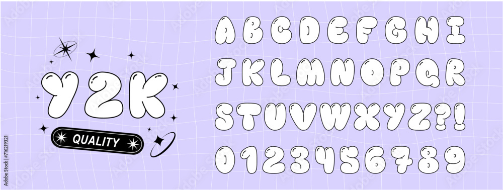Trendy alphabet letter. Funky organic typeface in retro y2k style. Set ...
