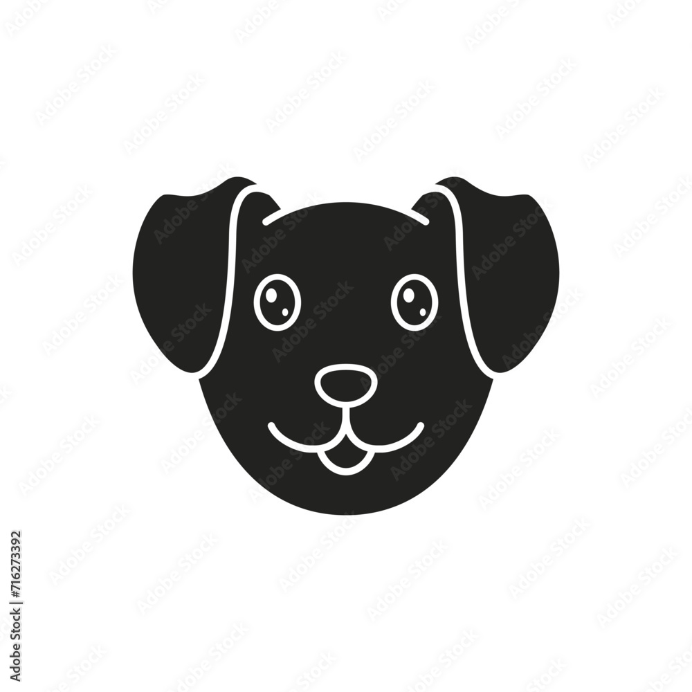 Dog head icon. Vector isolated puppy head symbol on white background ...