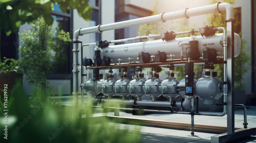An intelligent water management system with sensor-equipped pipes, monitoring water usage and ...