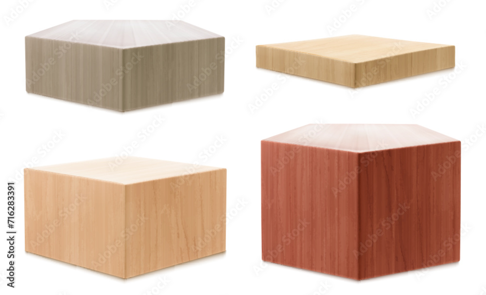 3D set of wooden platforms isolated on white background. Vector ...