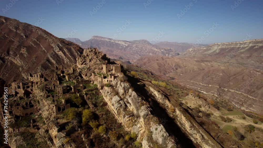Dagestan Gamsutl. Ancient ghost town of Gamsutl old stone houses in ...
