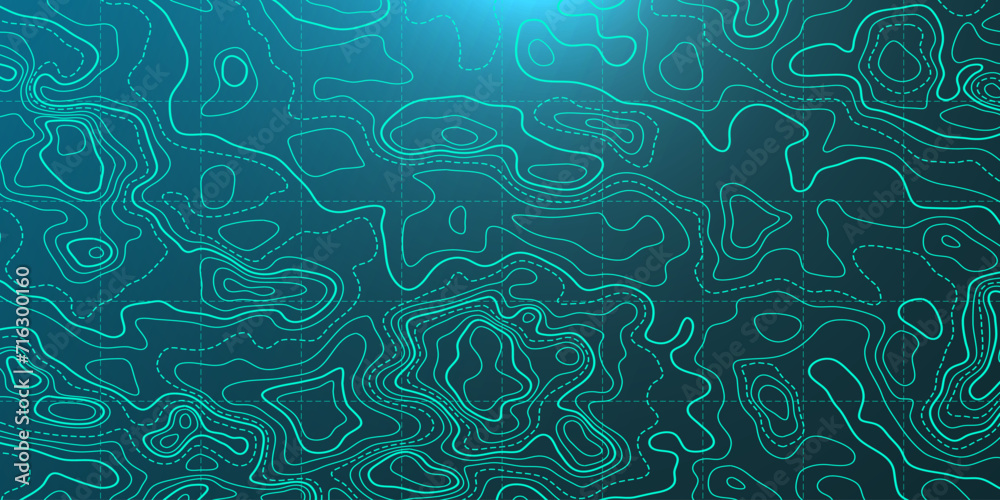 Ocean bottom topographic line map curvy wave isolines vector ...