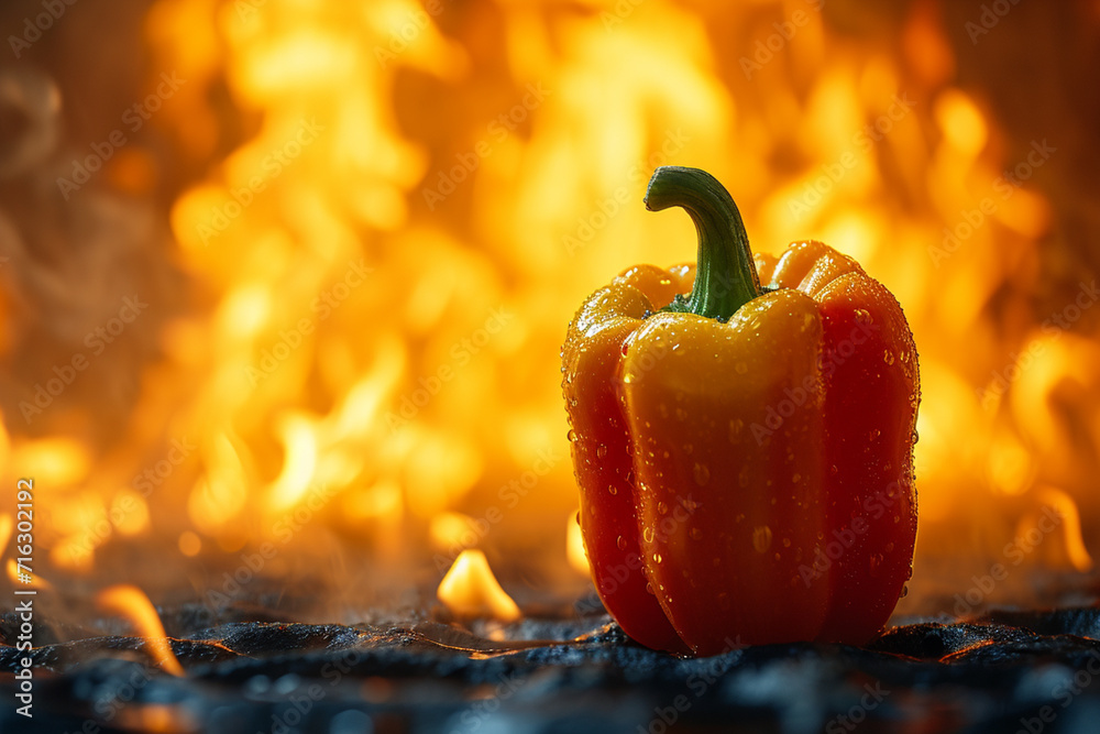 .An artistic depiction of a pepper's silhouette, highlighted by the ...