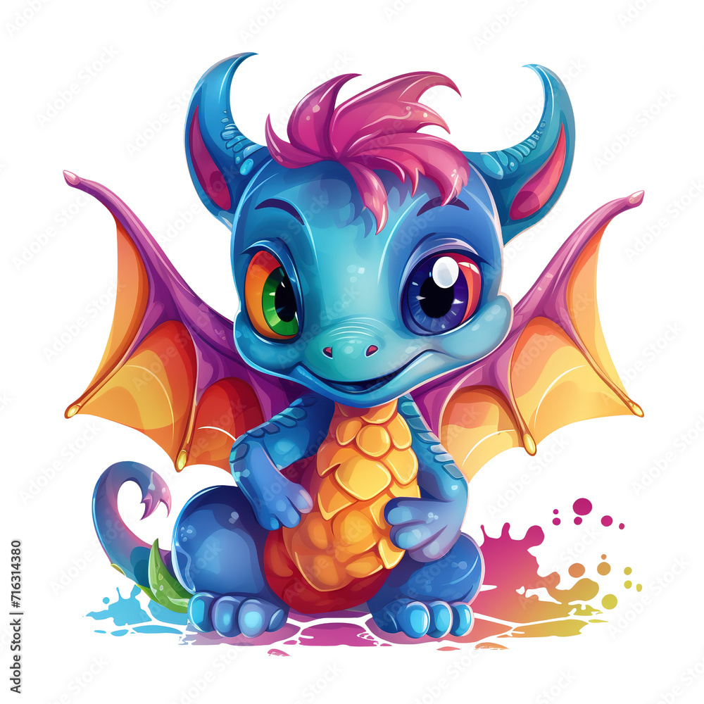 Smiling gragon cartoon illustration on a clean background. Cute and ...