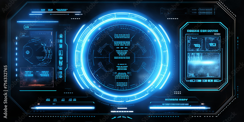 Scifi futuristic glowing hud display vitrual reality interface ...