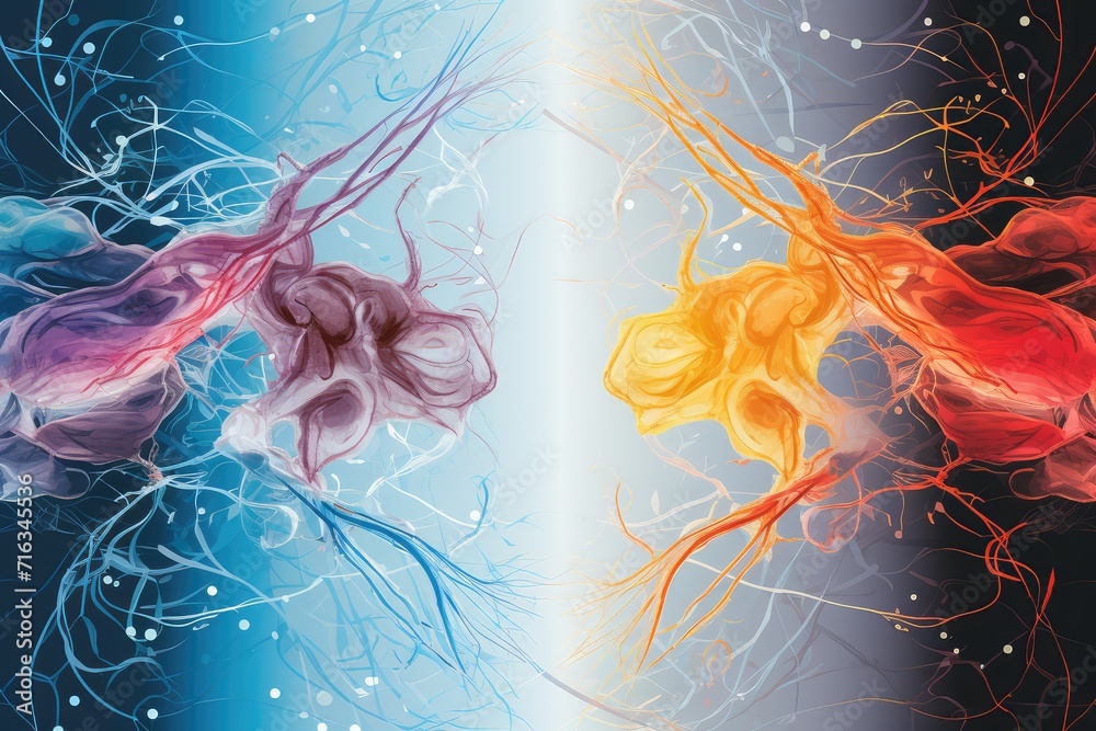 Human skull creative colorful brain sides, left and right brain ...