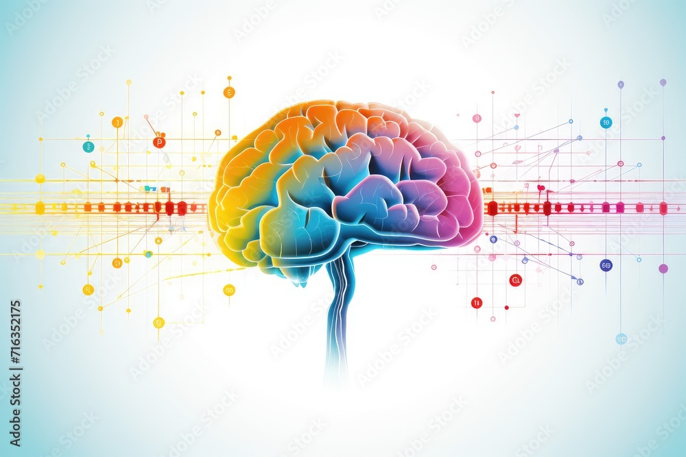 Synergies of human mind, synapses lighting colorful, Brain health ...