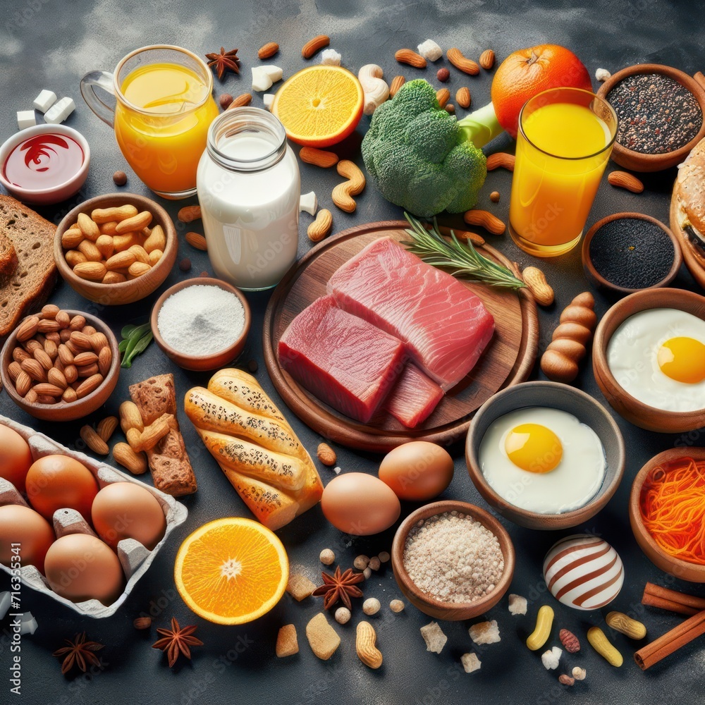 Table full of all kinds of food in our daily diet, Food and drink ...