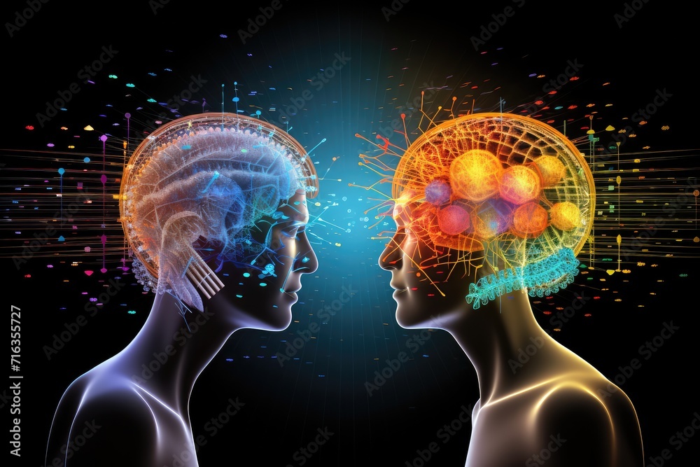 fractal colorful light brain illustration, educational research ...