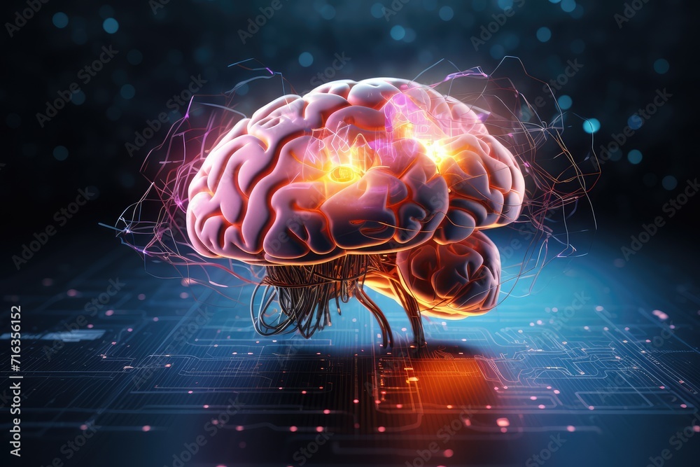 fractal colorful light brain illustration, educational research ...