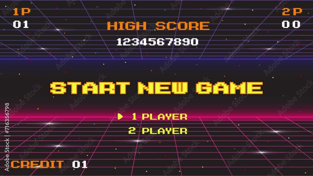 START NEW GAME play .pixel art .8 bit game. retro game. for game assets ...