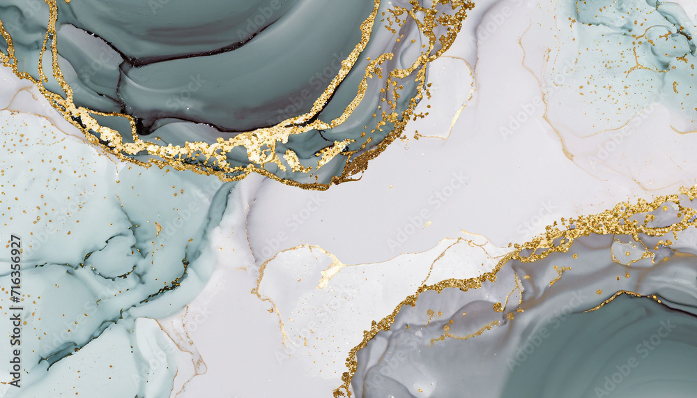 Jade, grey and gold marble texture. Abstract vector background in ...