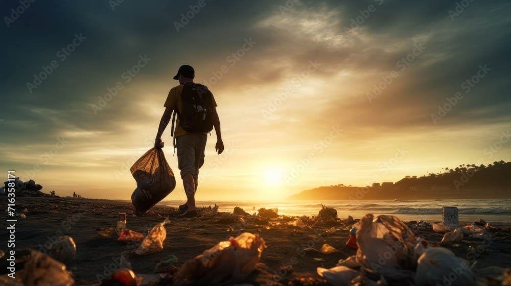 Save water. Volunteer pick up trash garbage at the beach and plastic ...