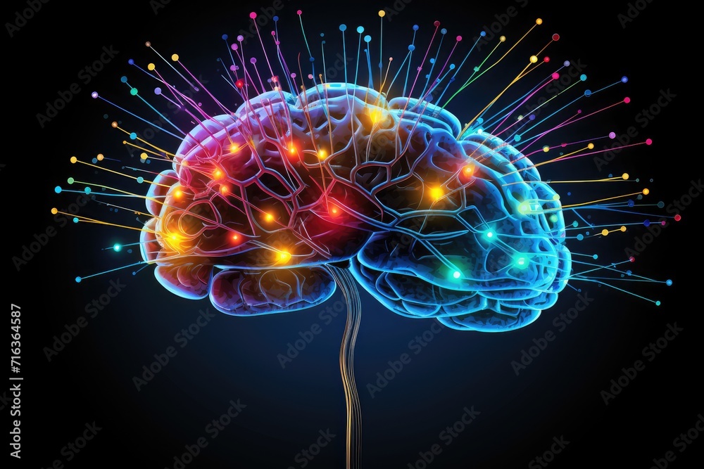 Colorful brain explosion creativity and neural connections. Receptor ...