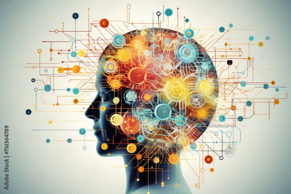 Colorful brain explosion creativity and neural connections. Receptor ...