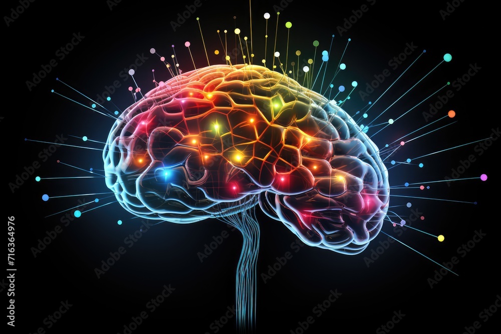 Colorful brain explosion creativity and neural connections. Receptor ...