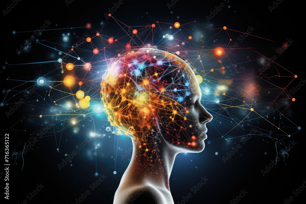 Colorful brain explosion creativity and neural connections. Receptor ...