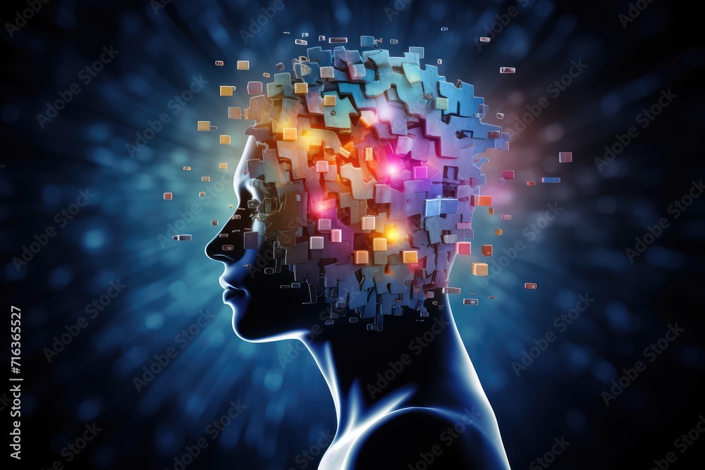 Colorful brain explosion creativity and neural connections. Receptor ...