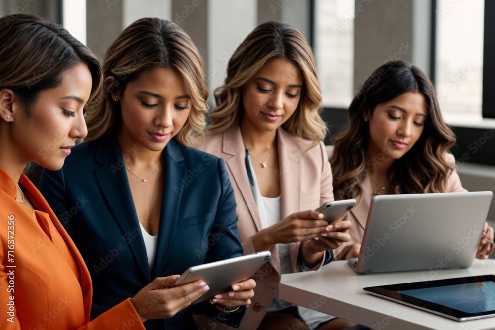 The digital tablet in the hands of these powerful female executives is ...