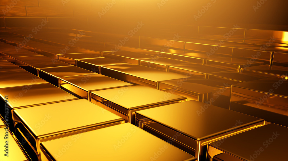 Abstract Gold Cubes: 3D Wallpaper Background Featuring Rows of Smooth ...