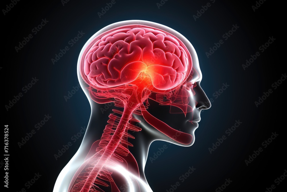 Red mind axon pain, a trigger for brain distress. A red dot signifies ...