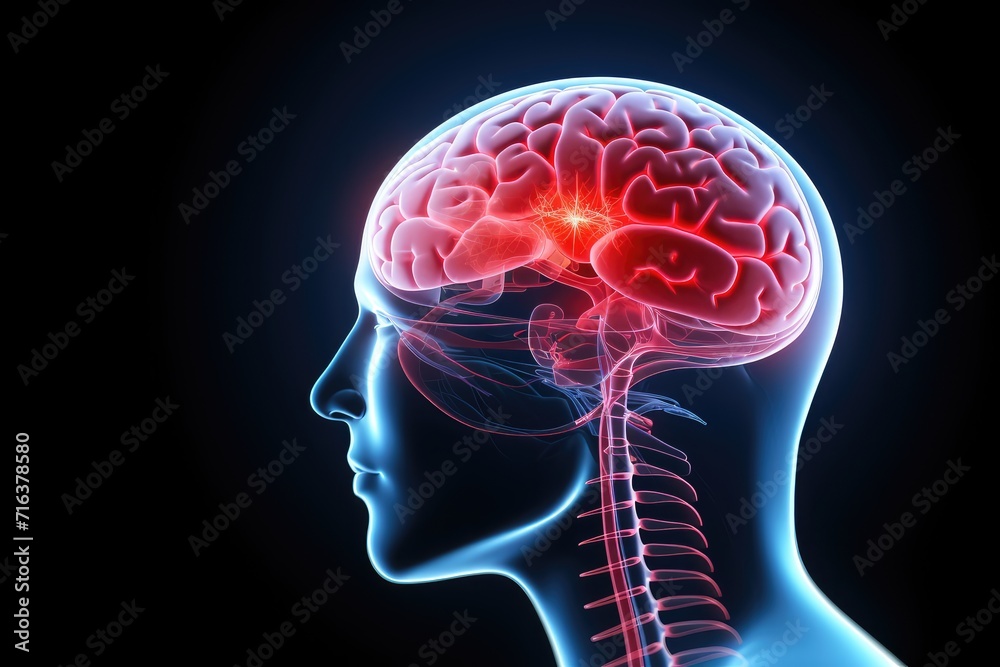 Red mind axon pain, a trigger for brain distress. A red dot signifies ...