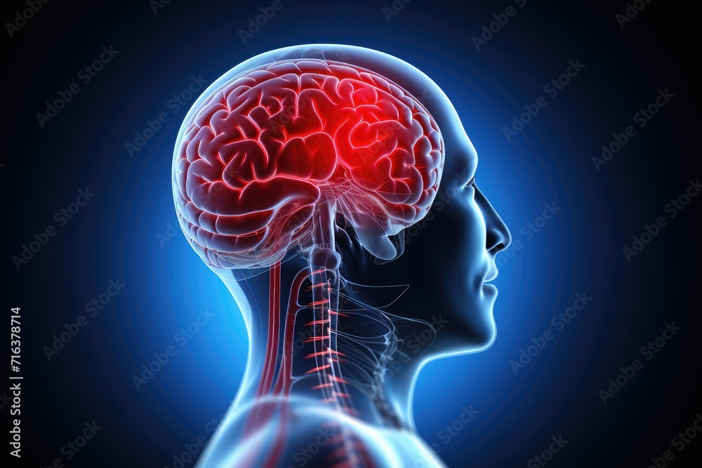 Red mind axon pain, a trigger for brain distress. A red dot signifies ...