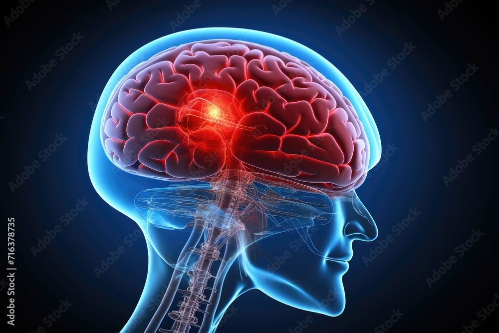 Red mind axon pain, a trigger for brain distress. A red dot signifies ...