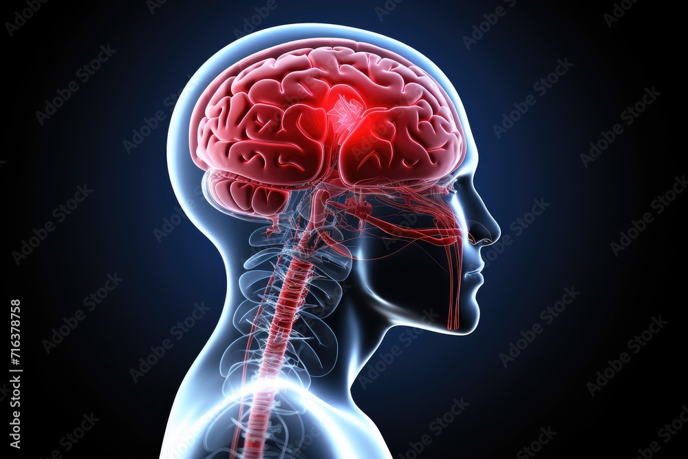 Red mind axon pain, a trigger for brain distress. A red dot signifies ...