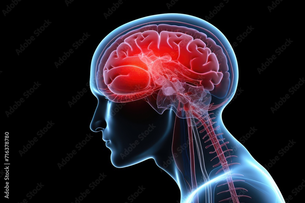 Red mind axon pain, a trigger for brain distress. A red dot signifies ...