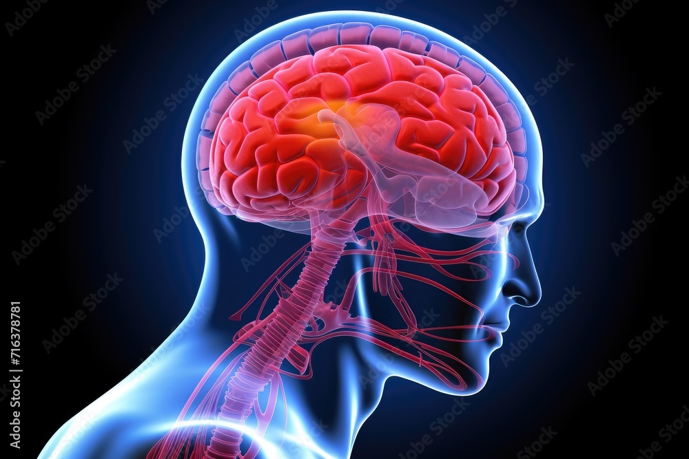 Red mind axon pain, a trigger for brain distress. A red dot signifies ...