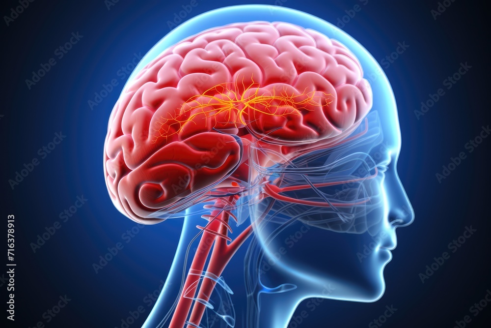 Red mind axon pain, a trigger for brain distress. A red dot signifies ...