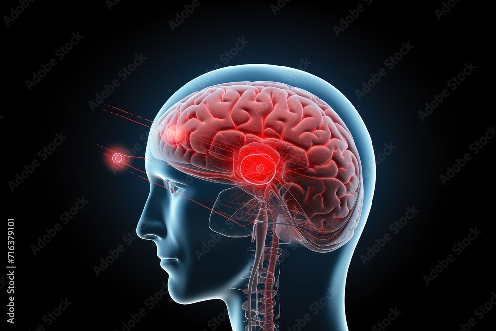 Red mind axon pain, a trigger for brain distress. A red dot signifies ...