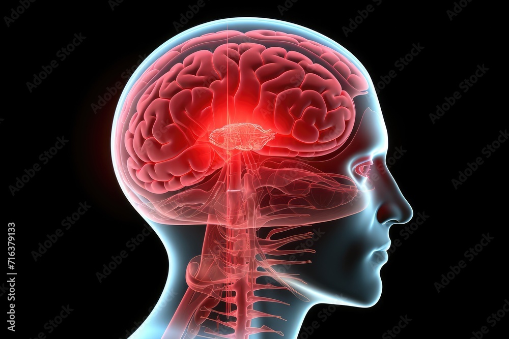 Red mind axon pain, a trigger for brain distress. A red dot signifies ...