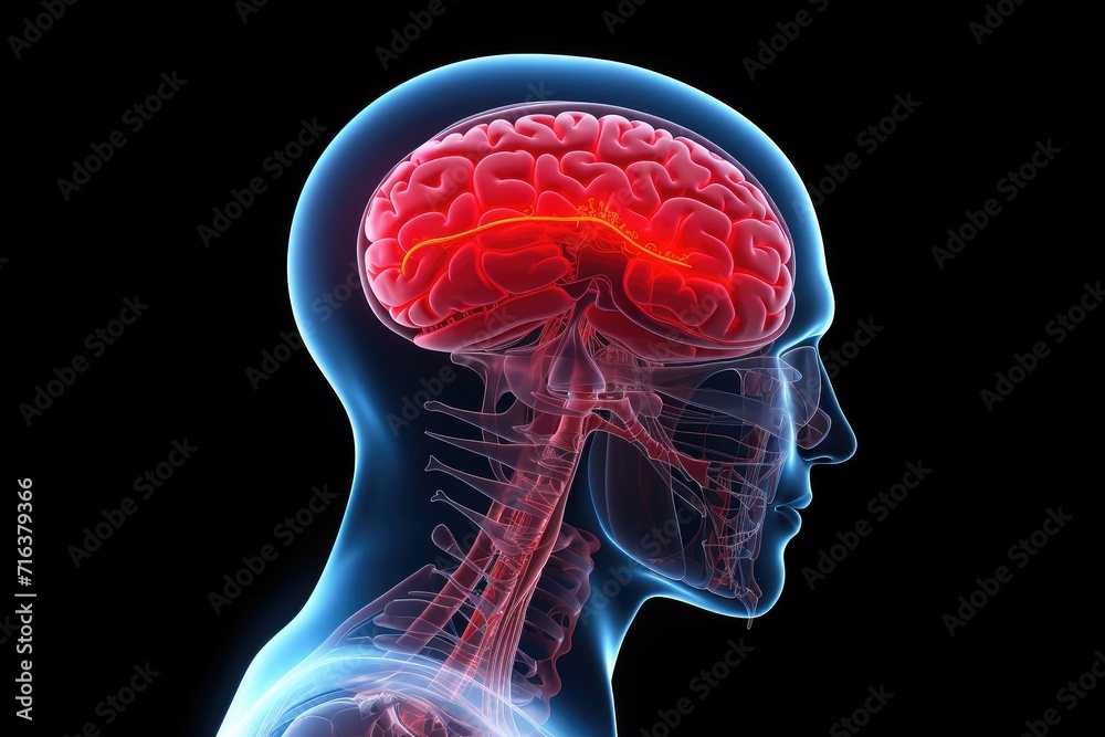 Red mind axon pain, a trigger for brain distress. A red dot signifies ...