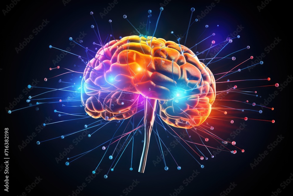 Baby, child head scan colorful little brain. Neurological notions ...