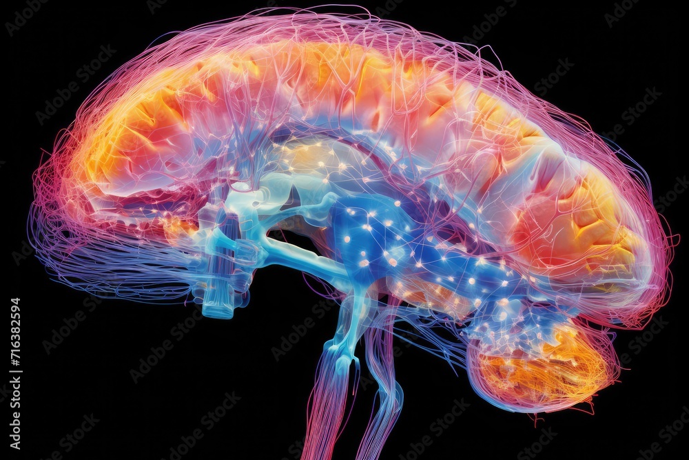 Baby, child head scan colorful little brain. Neurological notions ...