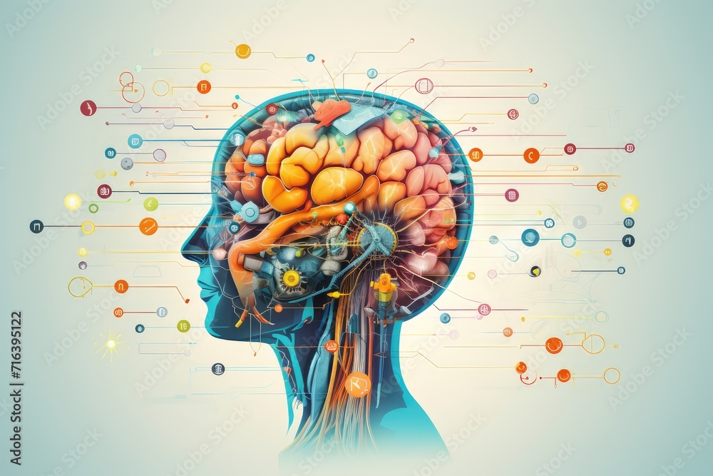 Vivid Mindfulness Memory, Cognitive Mind Psychology Neon Colored Neural ...