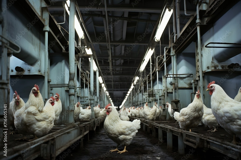 Inside a Modern Chicken Processing Factory with Conveyor Belts and ...