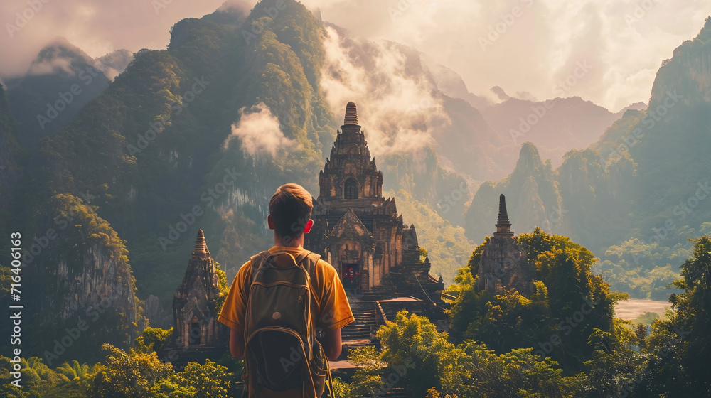 An inspiring depiction of a traveler exploring an obscure yet ...