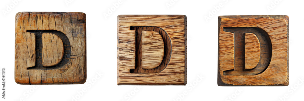 Wooden Blocks with Letter D Set Isolated on Transparent or White ...