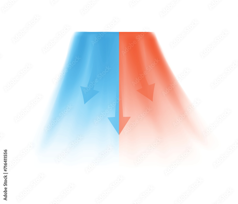 Cold and hot air flow with arrows indicating the direction of air ...