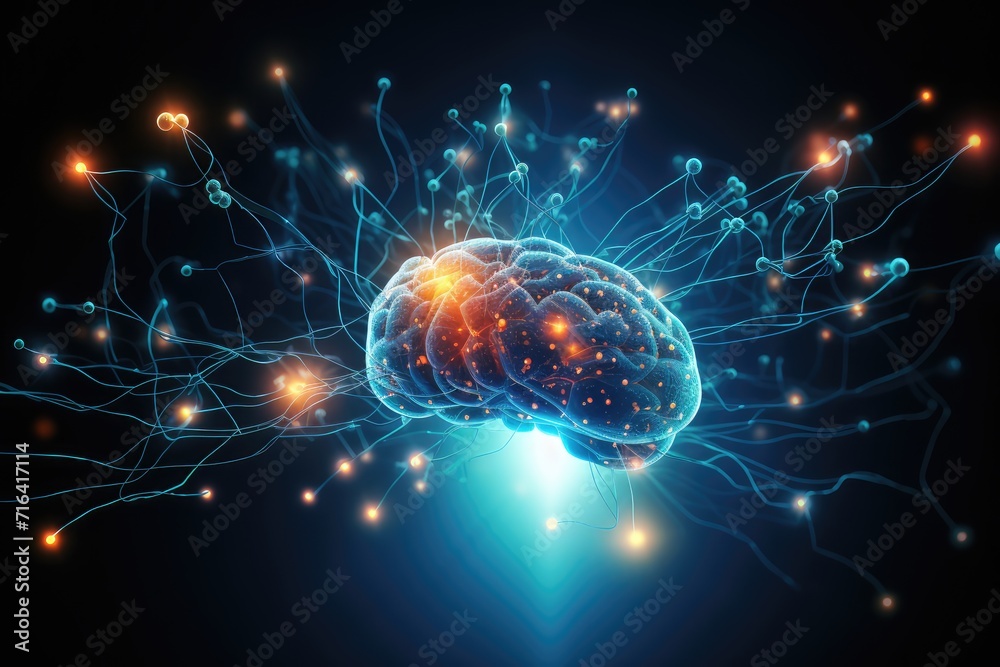 Brain nexus nervous system, epitomizes mindful resilience. Cognitive cerebral cortex, myelin ...