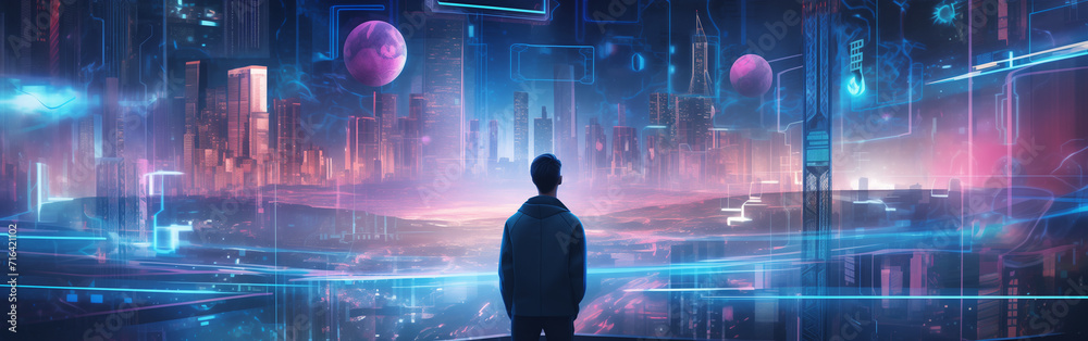 Future scenario, Futuristic landscape, Panorama, Science fiction scene ...