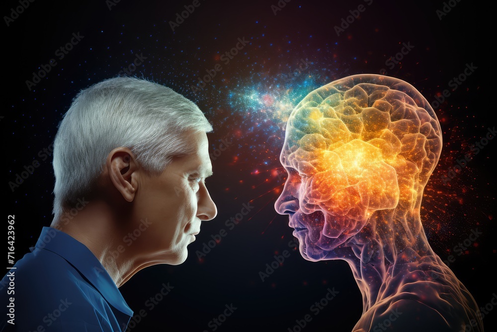 Cognitive decline, disorder, aging brain mosaic of thoughts forgetting ...