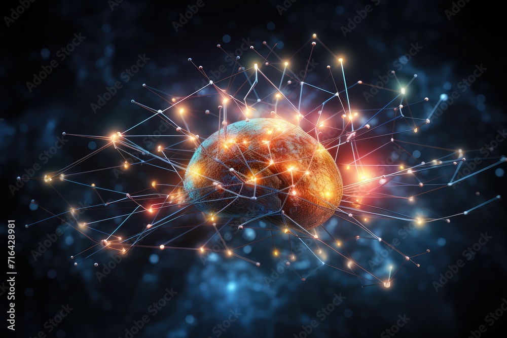 Skulls Neurons Gem Toned Creativity Synaptic Connections Dappled In Vivid Hues Ignite